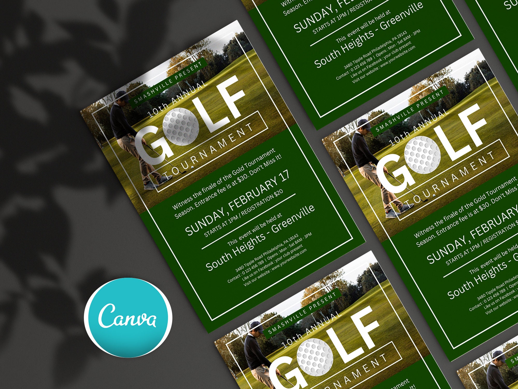 Golf Flyer, Golf Club Template, DIY Canva Golf Match Poster Template ...
