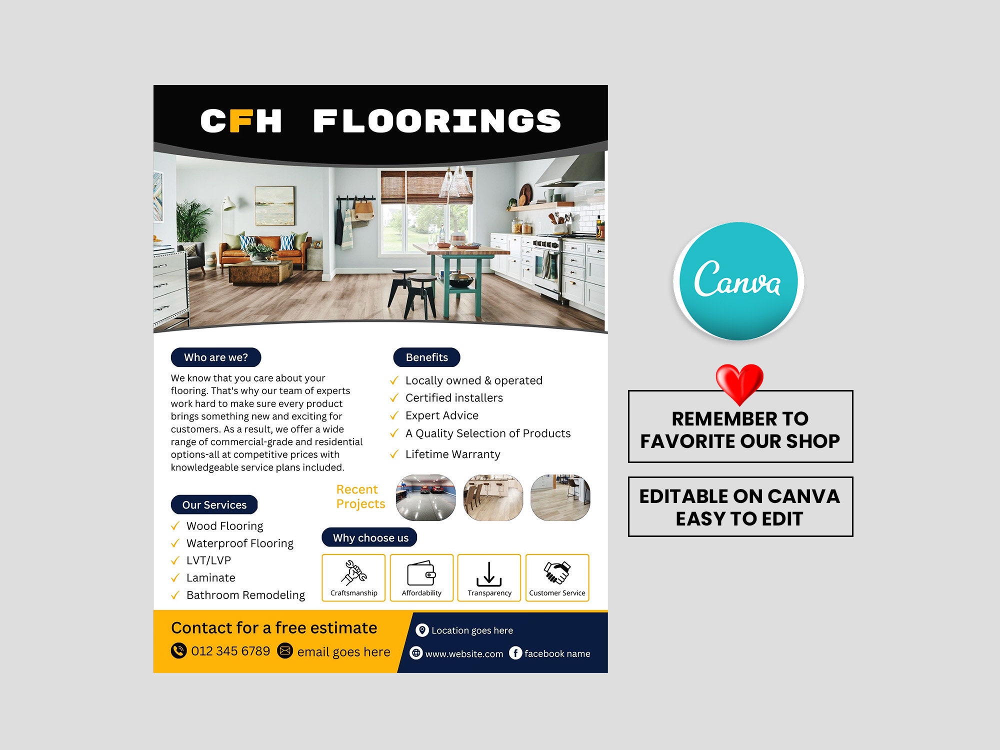 Epoxy Flooring Flyer, DIY Canva Flooring Service Service Poster ...