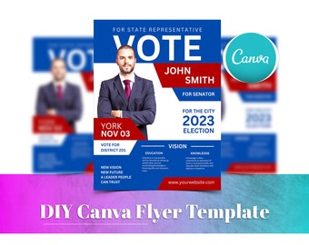 Election Flyer, Printable Election Card Design, DIY Canva Election ...