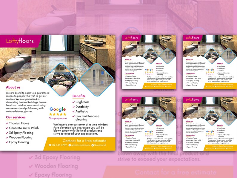 Epoxy Flooring Flyer, DIY Canva Flooring Service Template, Editable ...