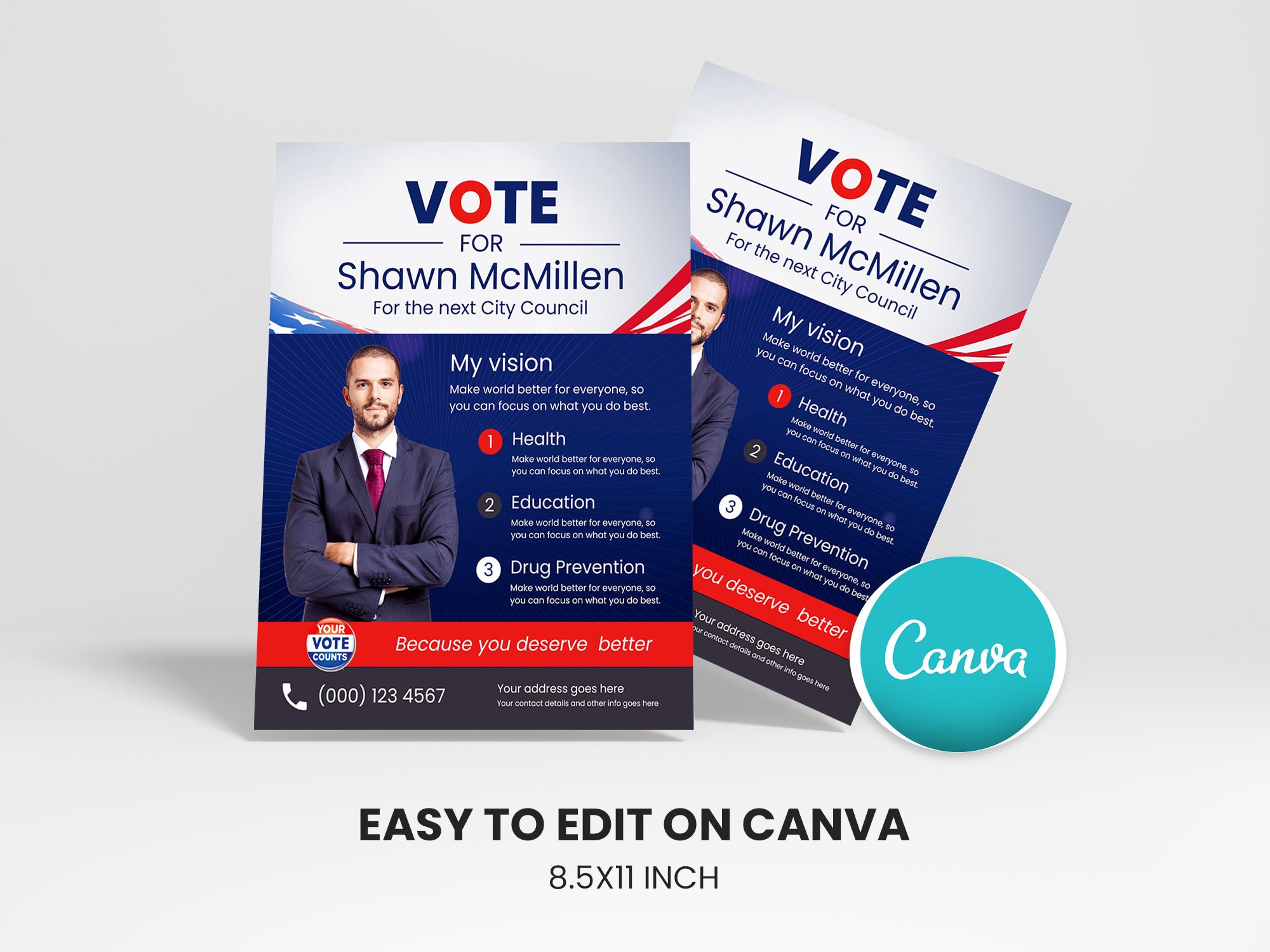Election Flyer, Printable Election Card Design, DIY Canva Election ...