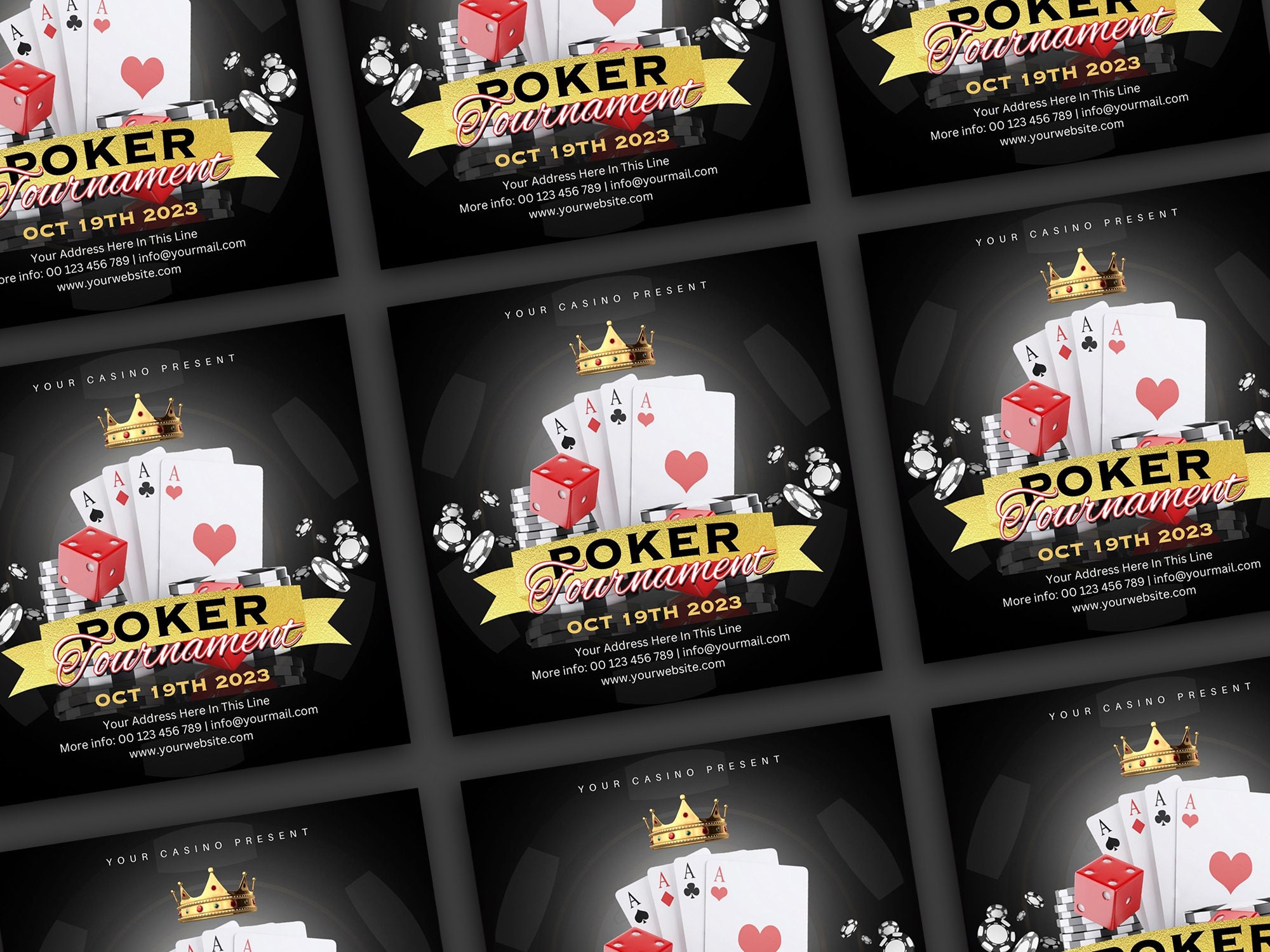 Poker Flyer, Poker Tournament Design, DIY Canva Poker Event Instagram ...