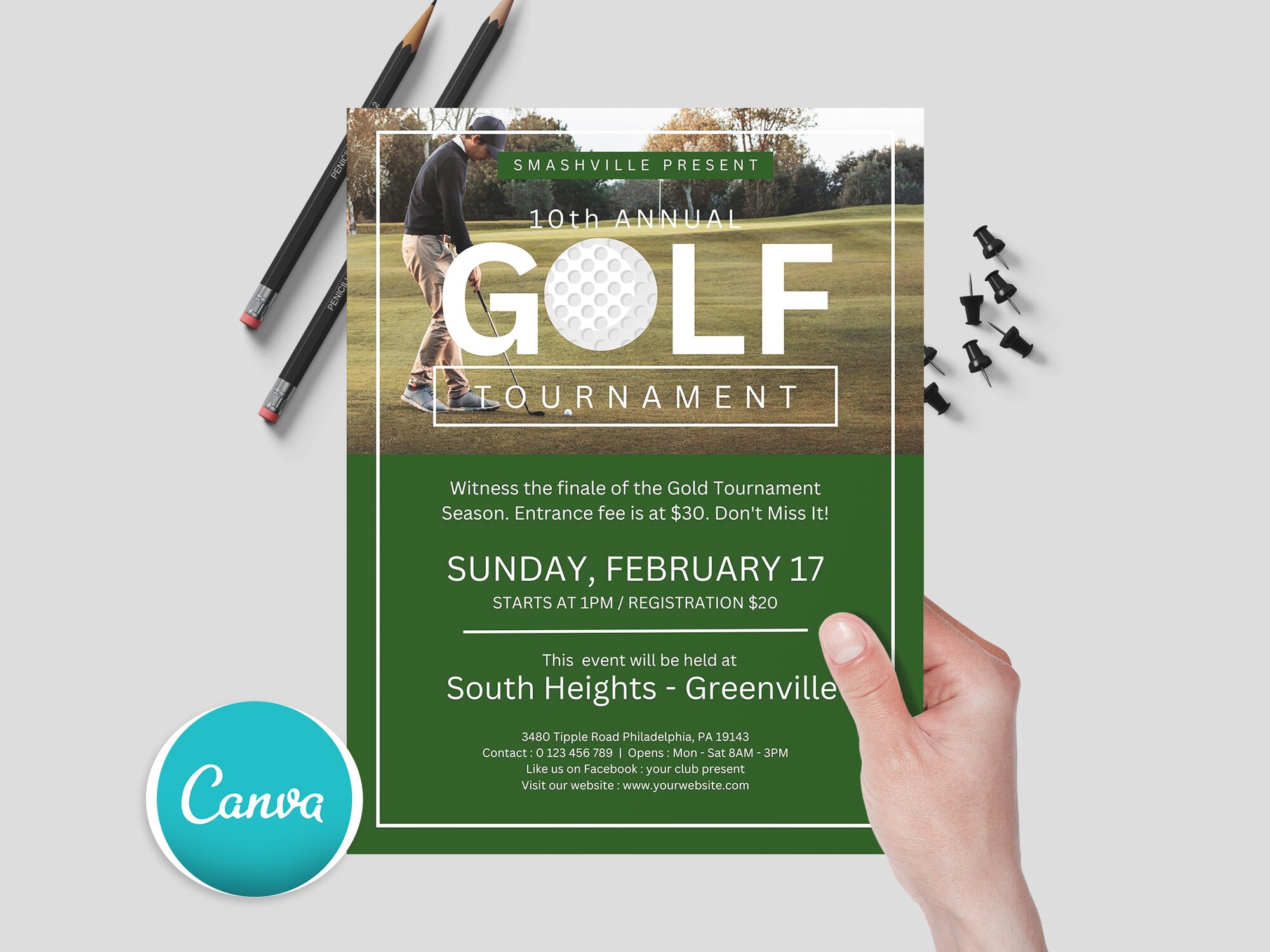 Golf Flyer, Golf Club Template, DIY Canva Golf Match Poster Template ...