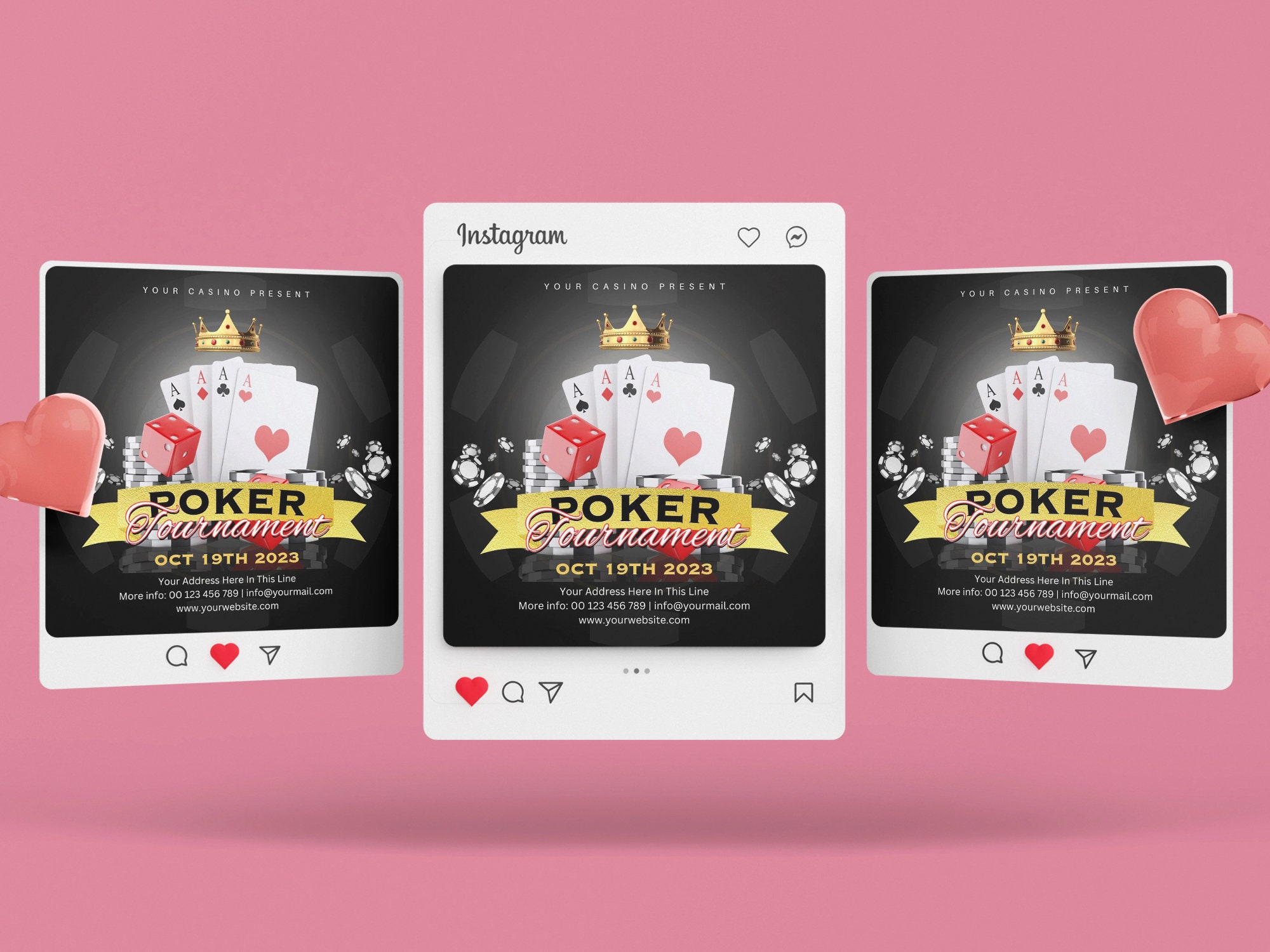 Poker Flyer, Poker Tournament Design, DIY Canva Poker Event Instagram ...
