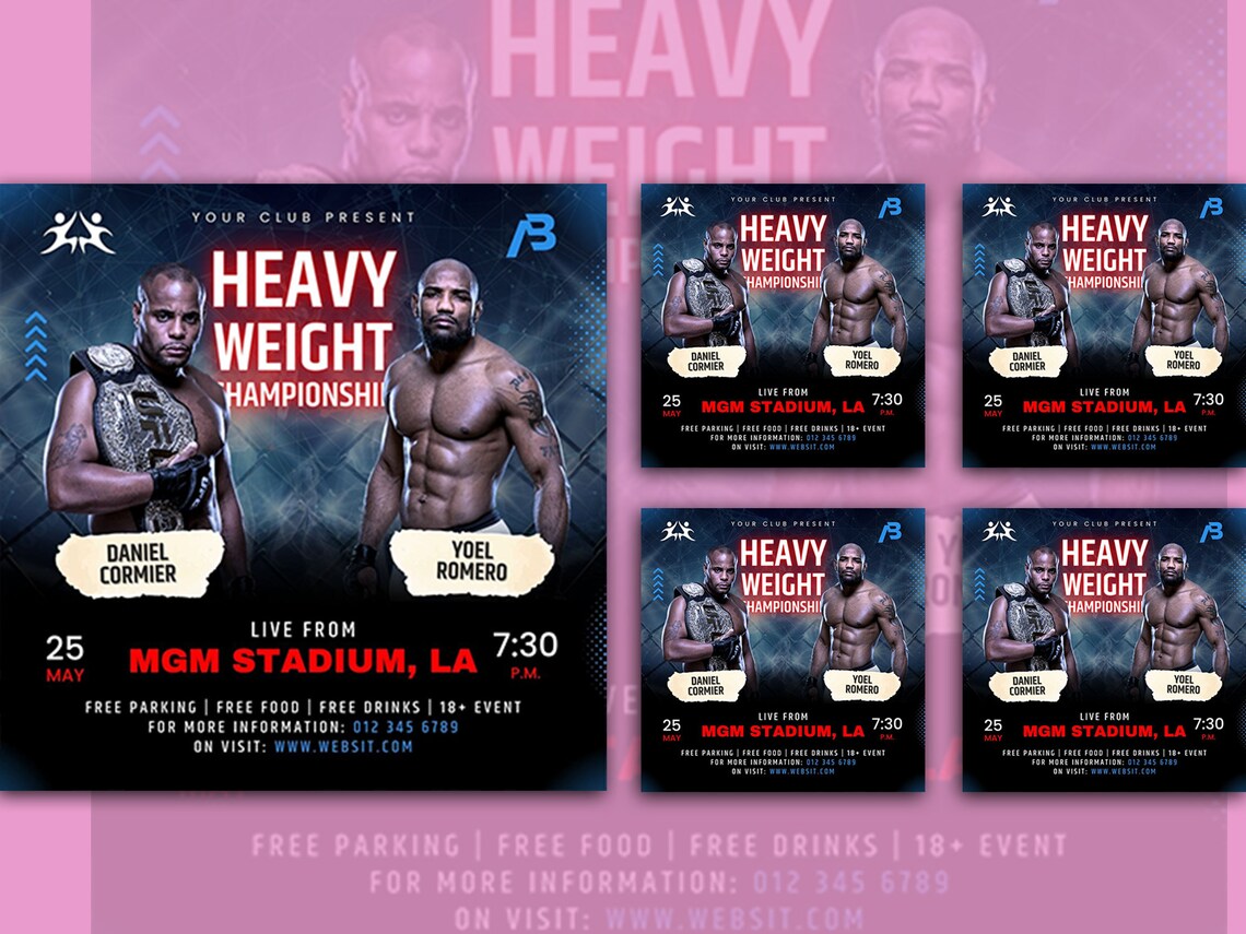 Boxing Flyer Boxing Match Design DIY Canva Boxing Schedule - Etsy