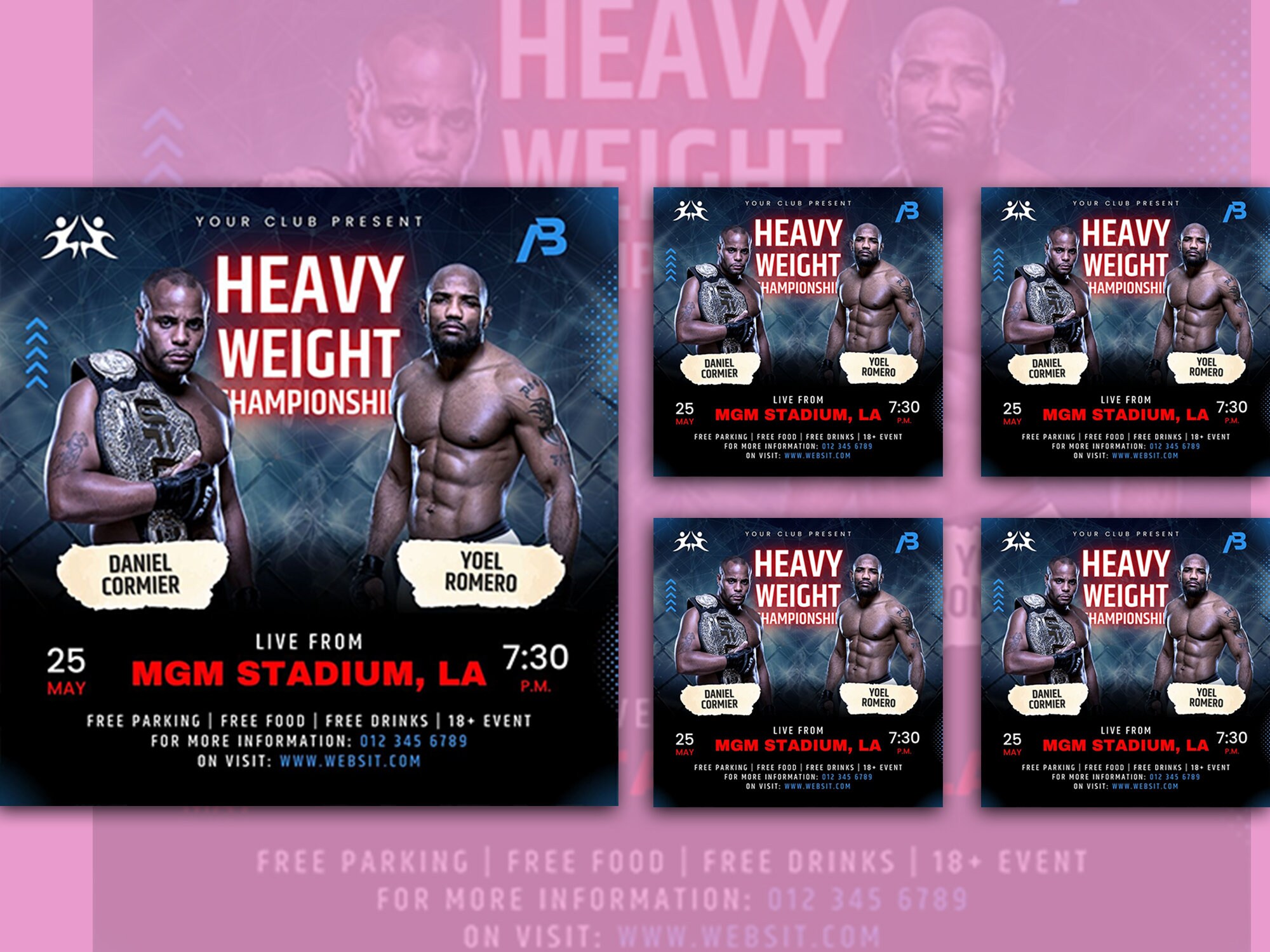 Boxing Flyer, Boxing Match Design, DIY Canva Boxing Schedule Template ...