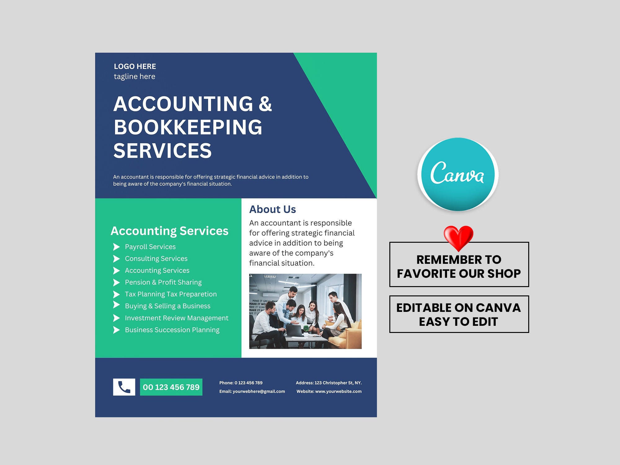 Bookkeeping Flyer, Accounting Services Design, DIY Canva Certified ...