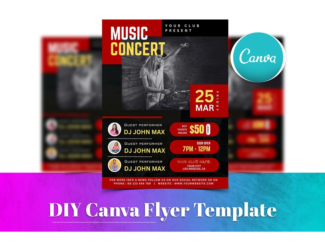 Live Concert Flyer, Music Event Design, DIY Canva Music Concert Poster ...