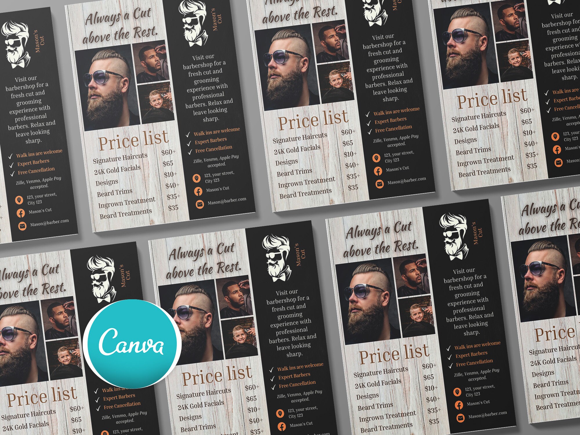 Barbershop Flyer, Barbershop Template, DIY Canva Hair Salon Template ...
