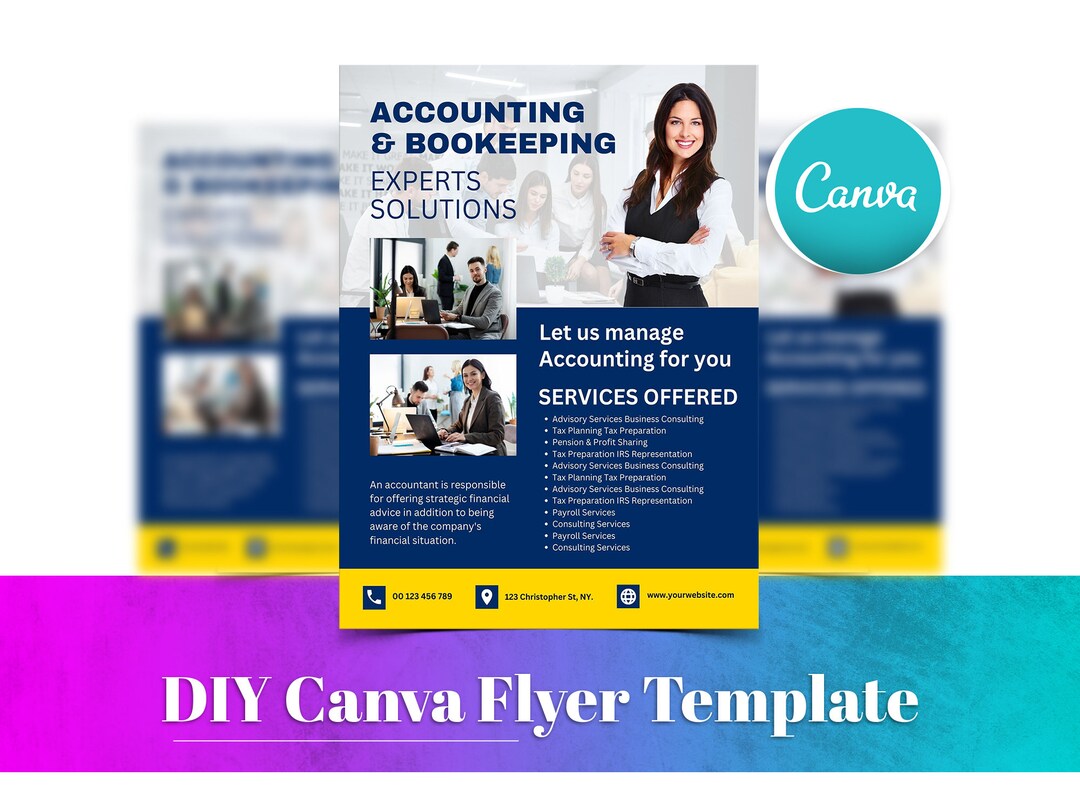 Bookkeeping Flyer, Accounting Services Design, DIY Canva Certified ...