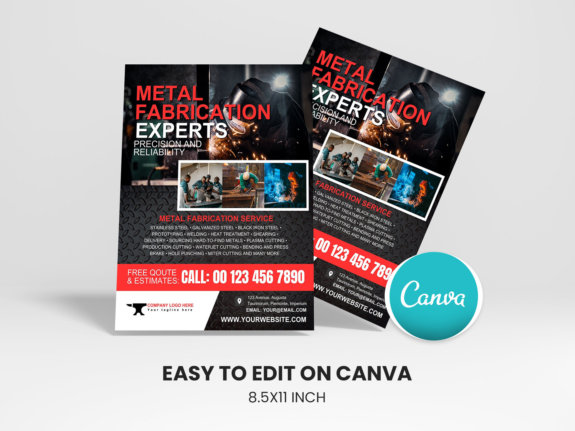 Iron Works Flyer, Printable Metal Works Service Design, DIY Canva Iron ...