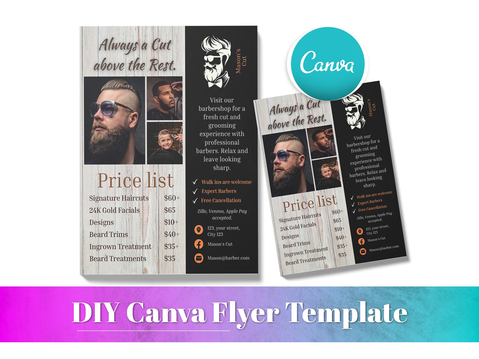 Barbershop Flyer, Barbershop Template, DIY Canva Hair Salon Template ...
