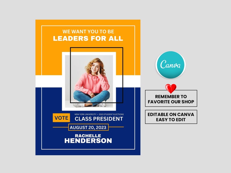 Election Flyer Campaign Flyer DIY Canva Student Council - Etsy
