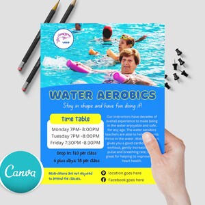 Water Aerobics Flyer, Editable Flyer, DIY Canva Template, Water ...