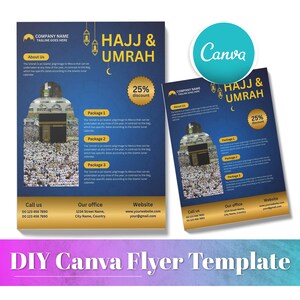 Hajj Flyer, Printable Hajj Umrah Flyer Design, DIY Canva Eid Mubarak ...
