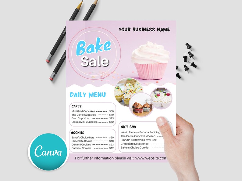 Cakes Flyer, Cupcakes Flyer, DIY Canva Bakery Poster Template, Editable ...