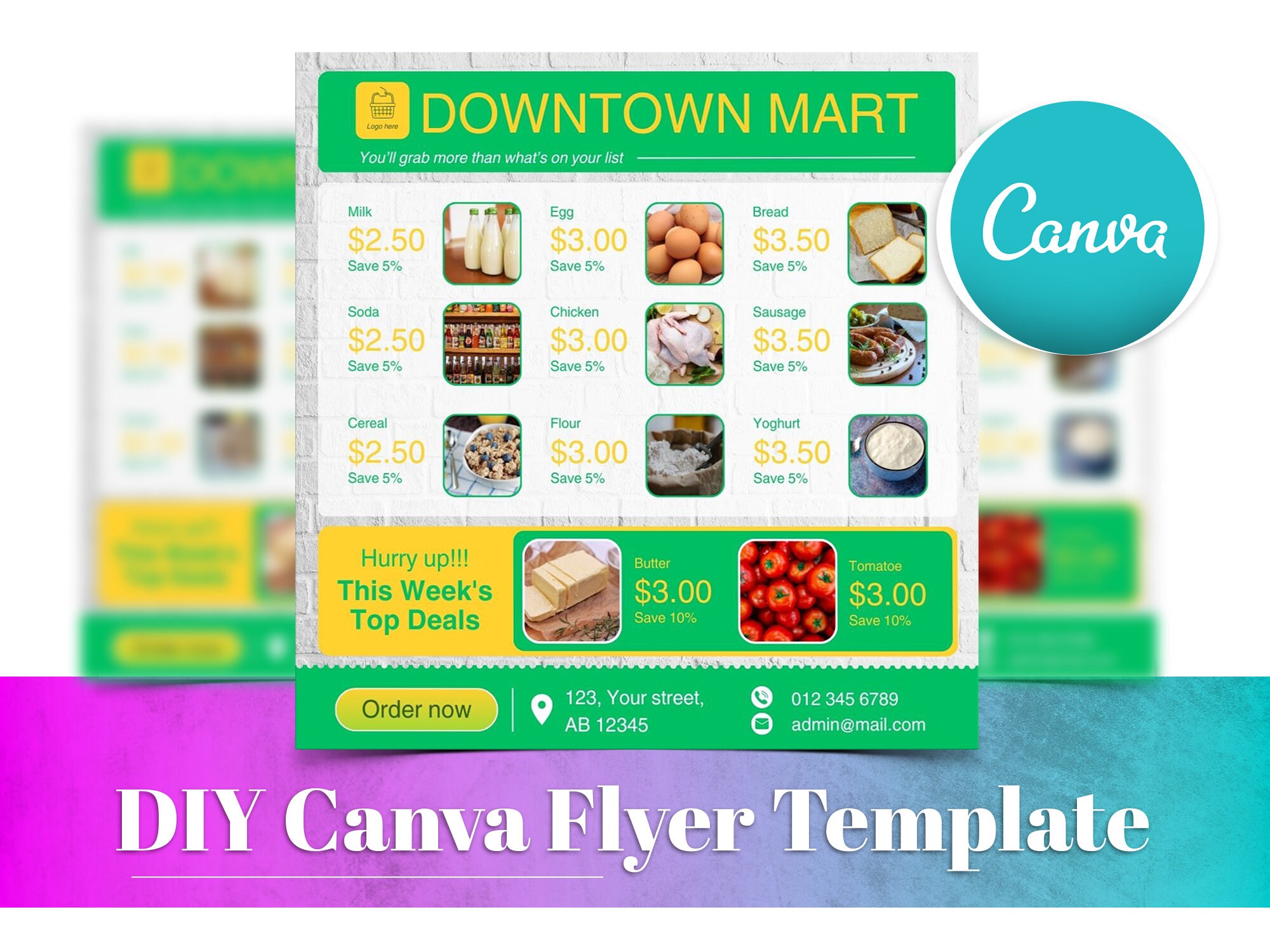Supermarket Flyer, Grocery Flyer, Editable Flyer , DIY Canva Template ...