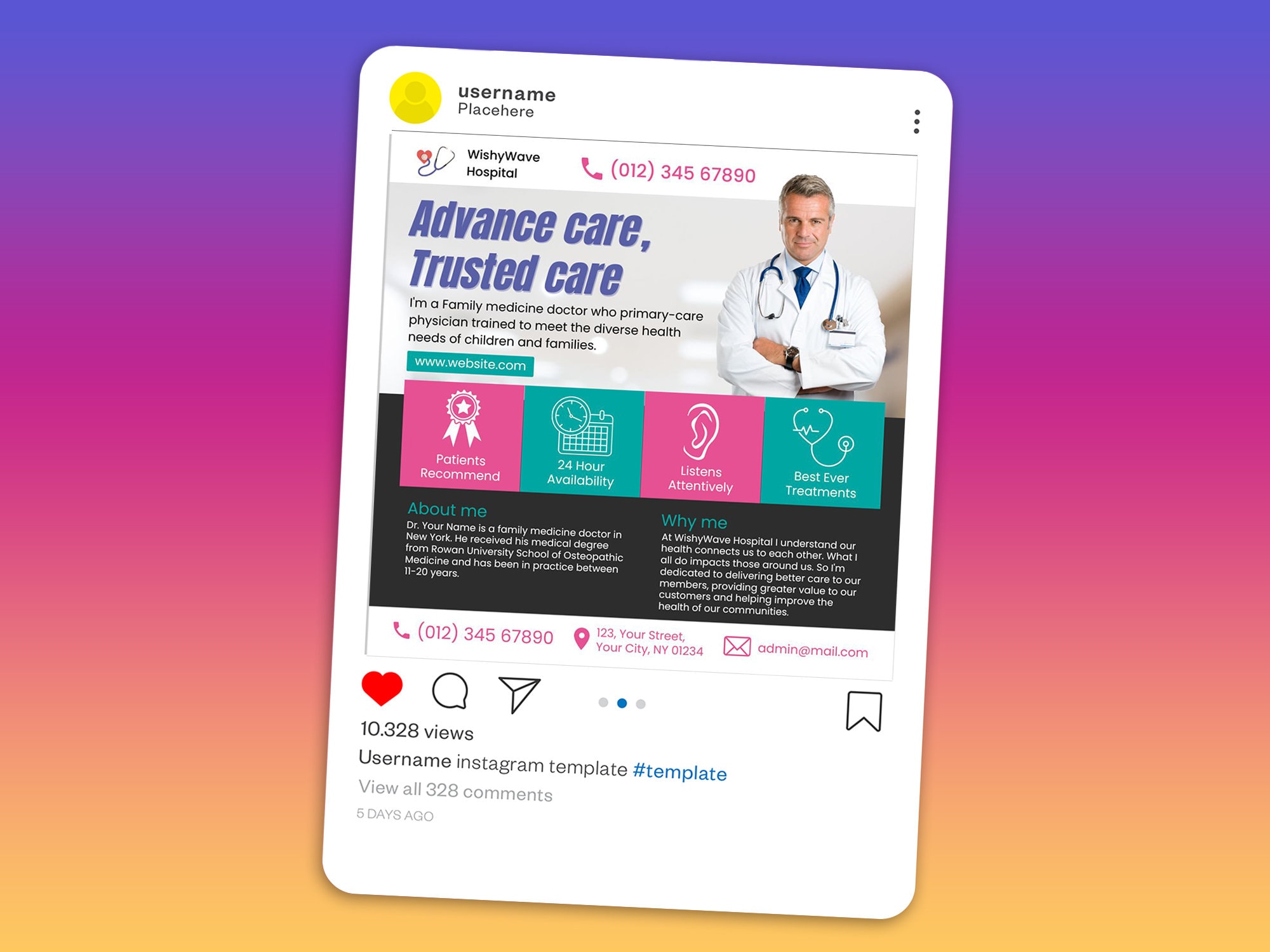 Doctor Flyer Family Doctor Design Hospital Flyer DIY Canva - Etsy