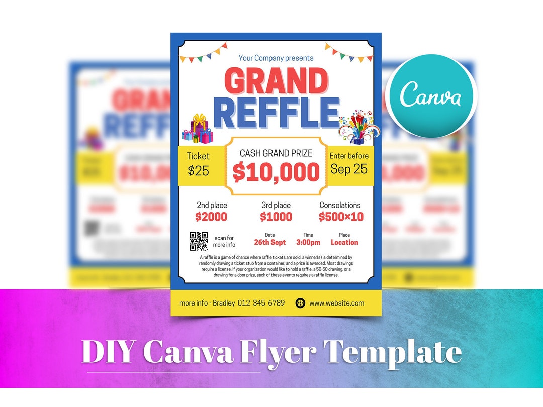 Raffle Flyer, Raffle Contest, Editable Flyer Design, DIY Canva Poster ...
