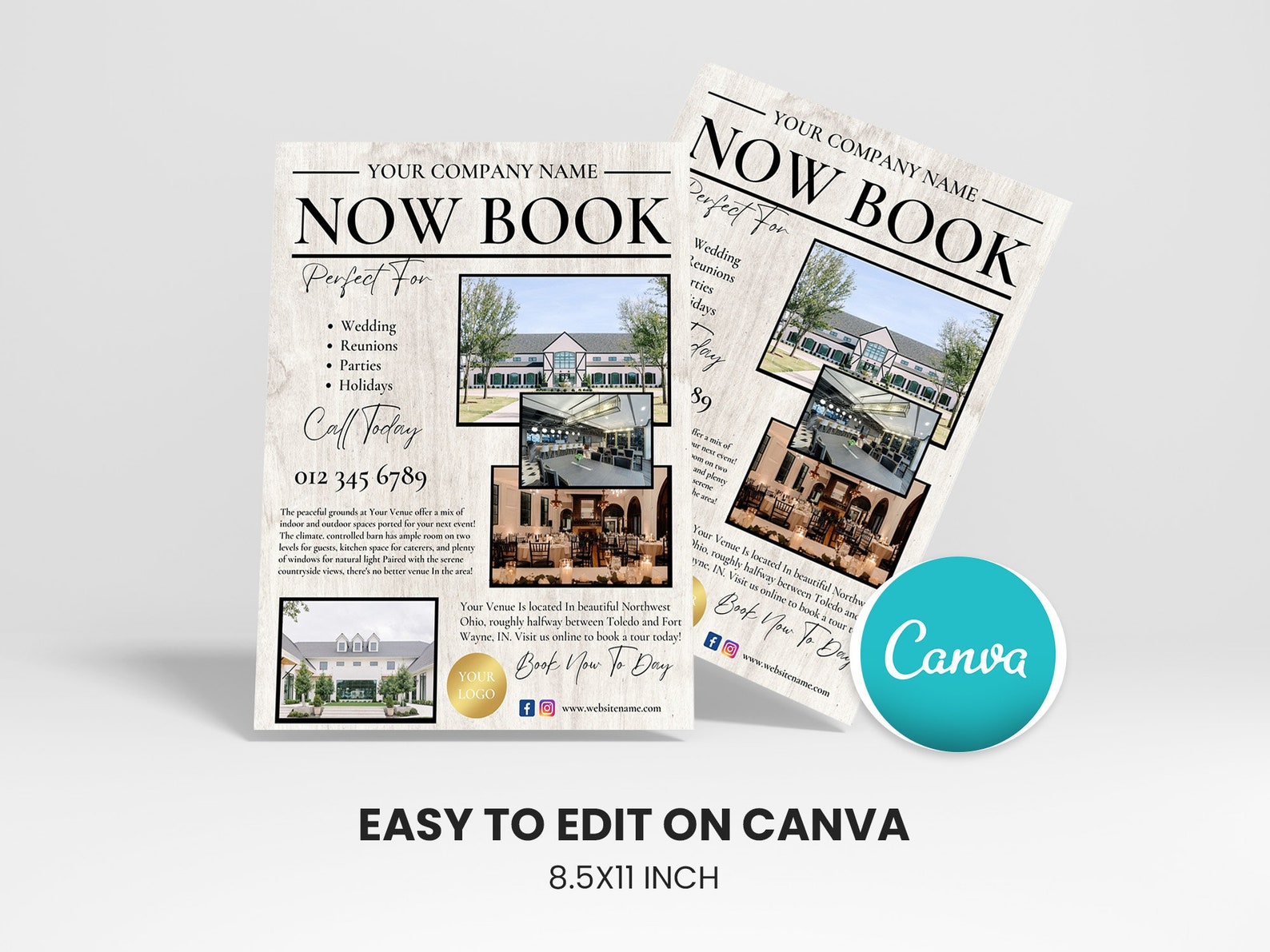 Banquet Flyer, Event Venue, Editable Flyer Design, DIY Canva Poster ...