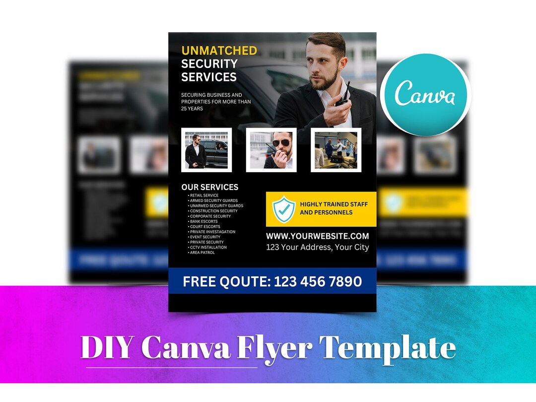 Security Flyer, DIY Canva Security Flyer, Editable Security Poster ...