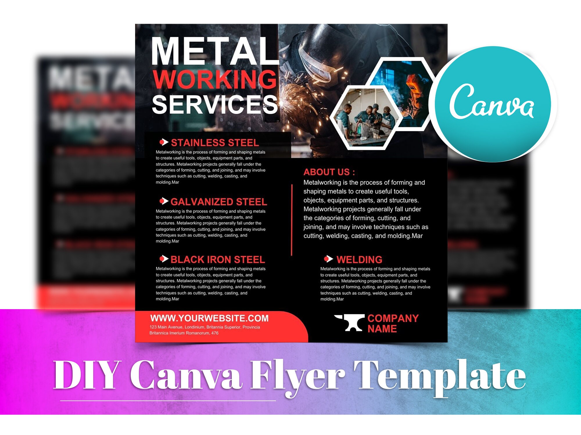 Iron Works Flyer, Metal Works Service Design, DIY Canva Iron Fabricator ...