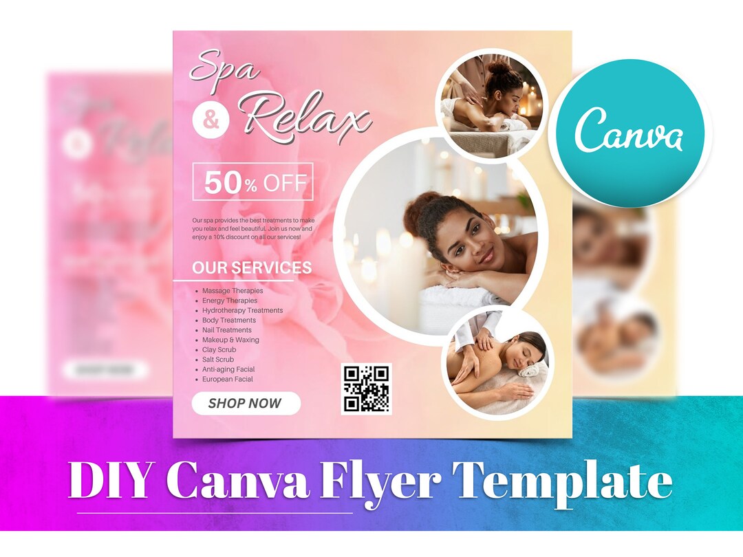 Spa Flyer, Wellness Center Flyer, DIY Canva Spa Poster Template ...