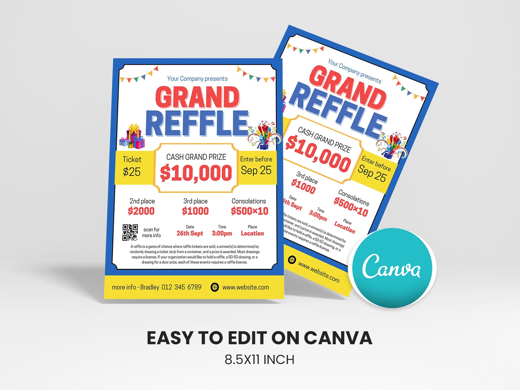 Raffle Flyer Raffle Contest Editable Flyer Design DIY Canva - Etsy
