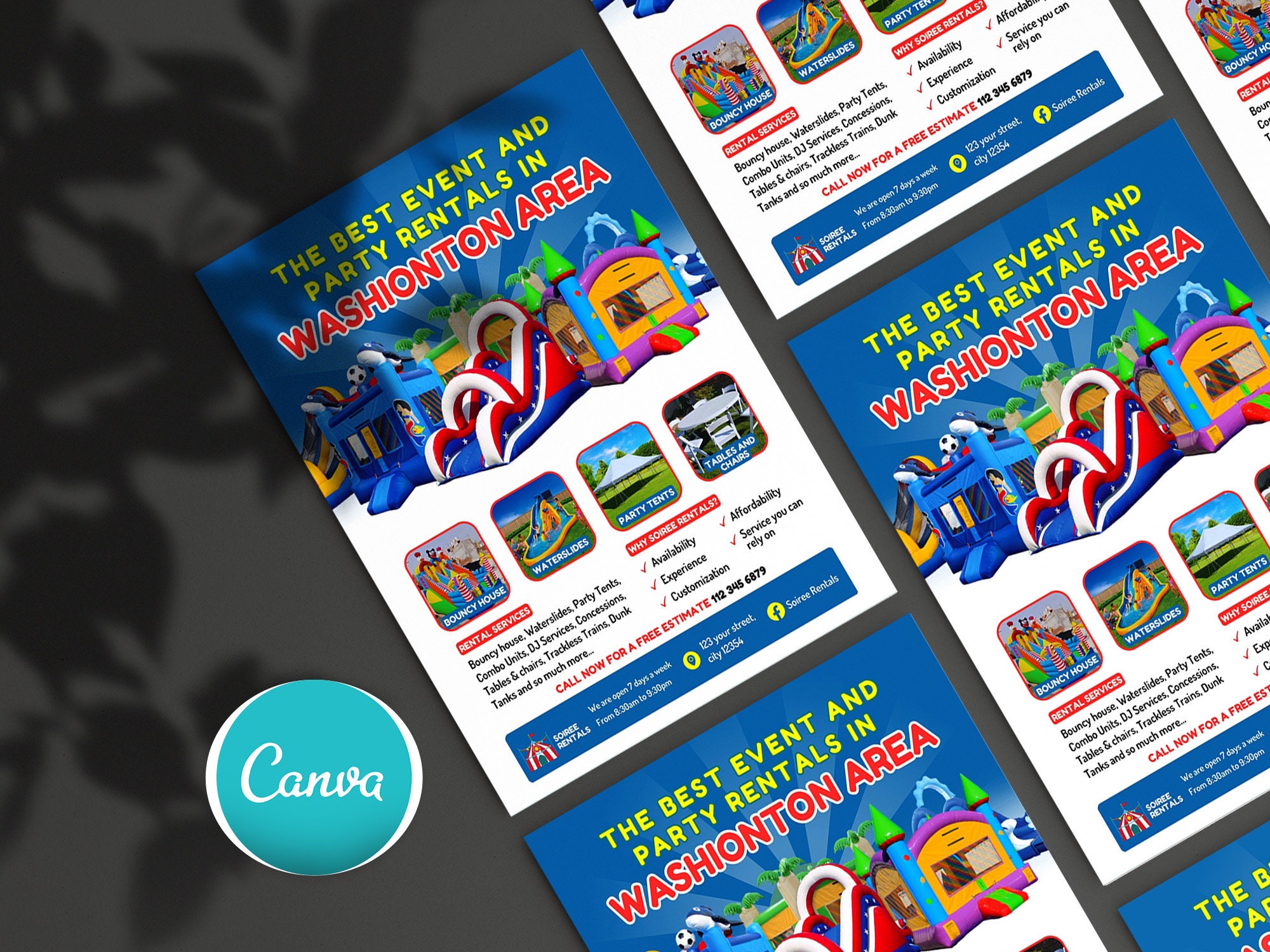 Party Rental Flyer, Editable Flyer Design, DIY Canva Poster Template ...