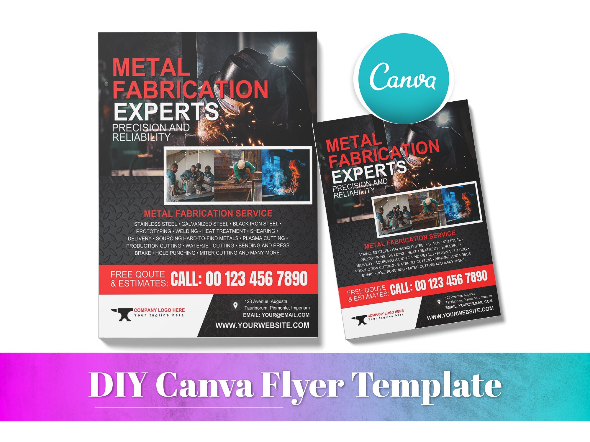 Iron Works Flyer, Printable Metal Works Service Design, DIY Canva Iron ...