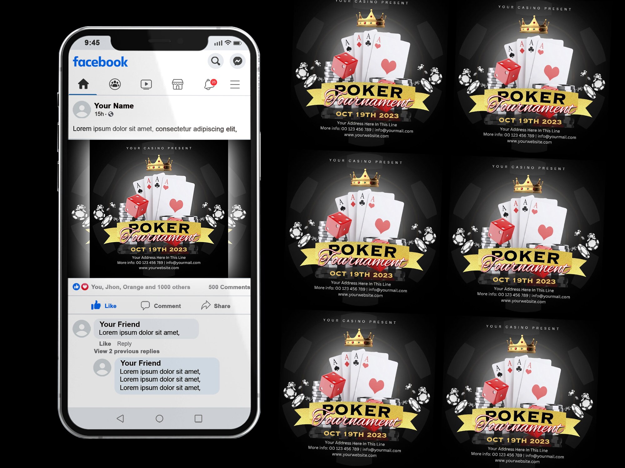 Poker Flyer, Poker Tournament Design, DIY Canva Poker Event Instagram ...