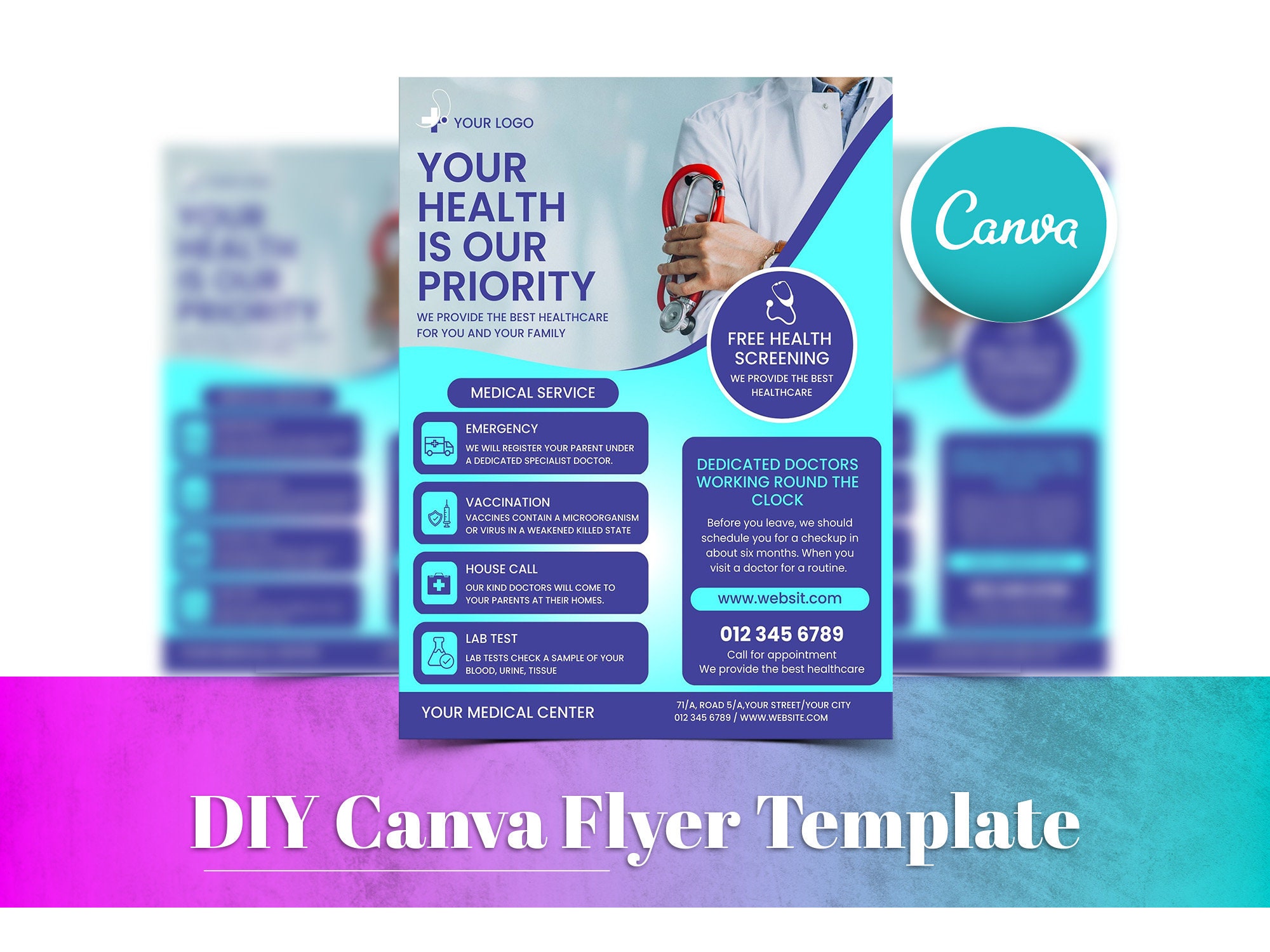 Doctor Flyer, Family Doctor Design, Hospital Flyer, DIY Canva Health ...