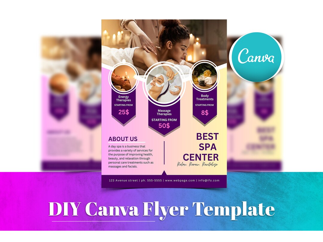 Spa Flyer, Wellness Center Flyer Design, DIY Canva Spa Poster Template ...