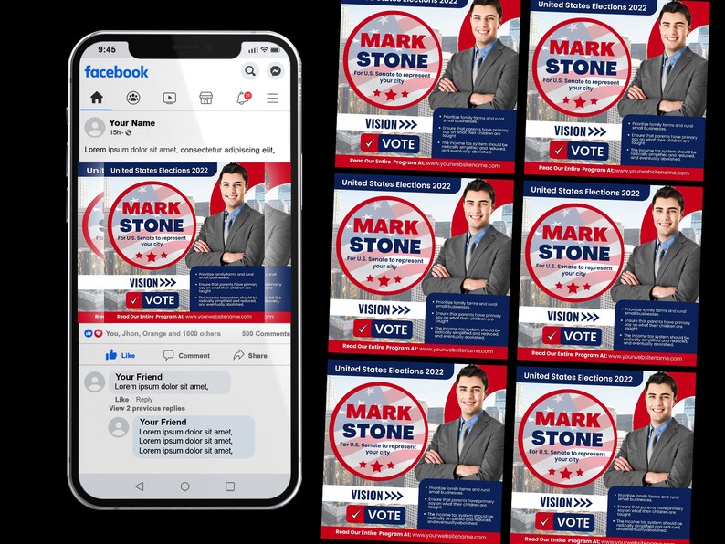 Election Flyer, Printable Election Card Design, DIY Canva Election ...