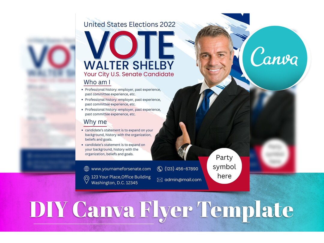 Election Flyer, Printable Election Card Design, DIY Canva Election ...