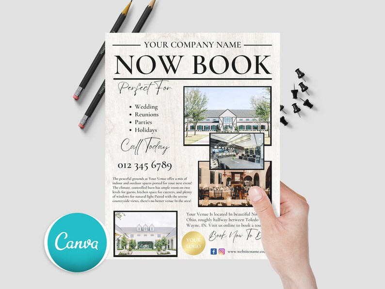 Banquet Flyer, Event Venue, Editable Flyer Design, DIY Canva Poster ...