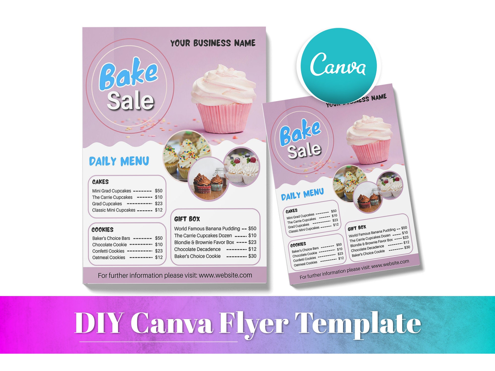 Cakes Flyer Cupcakes Flyer DIY Canva Bakery Poster Template - Etsy