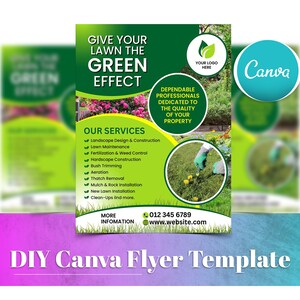 Lawn Care Service Flyer, Editable Flyer Design, DIY Canva Poster ...