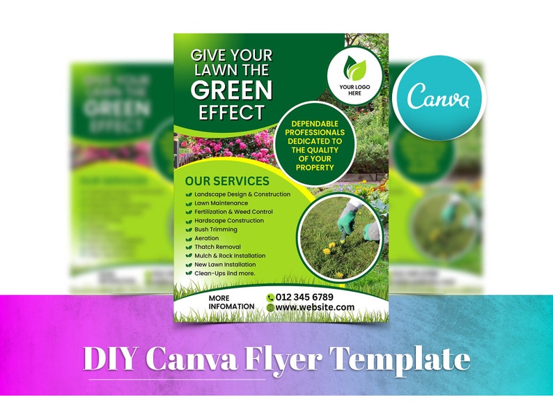 Lawn Care Service Flyer, Editable Flyer Design, DIY Canva Poster ...