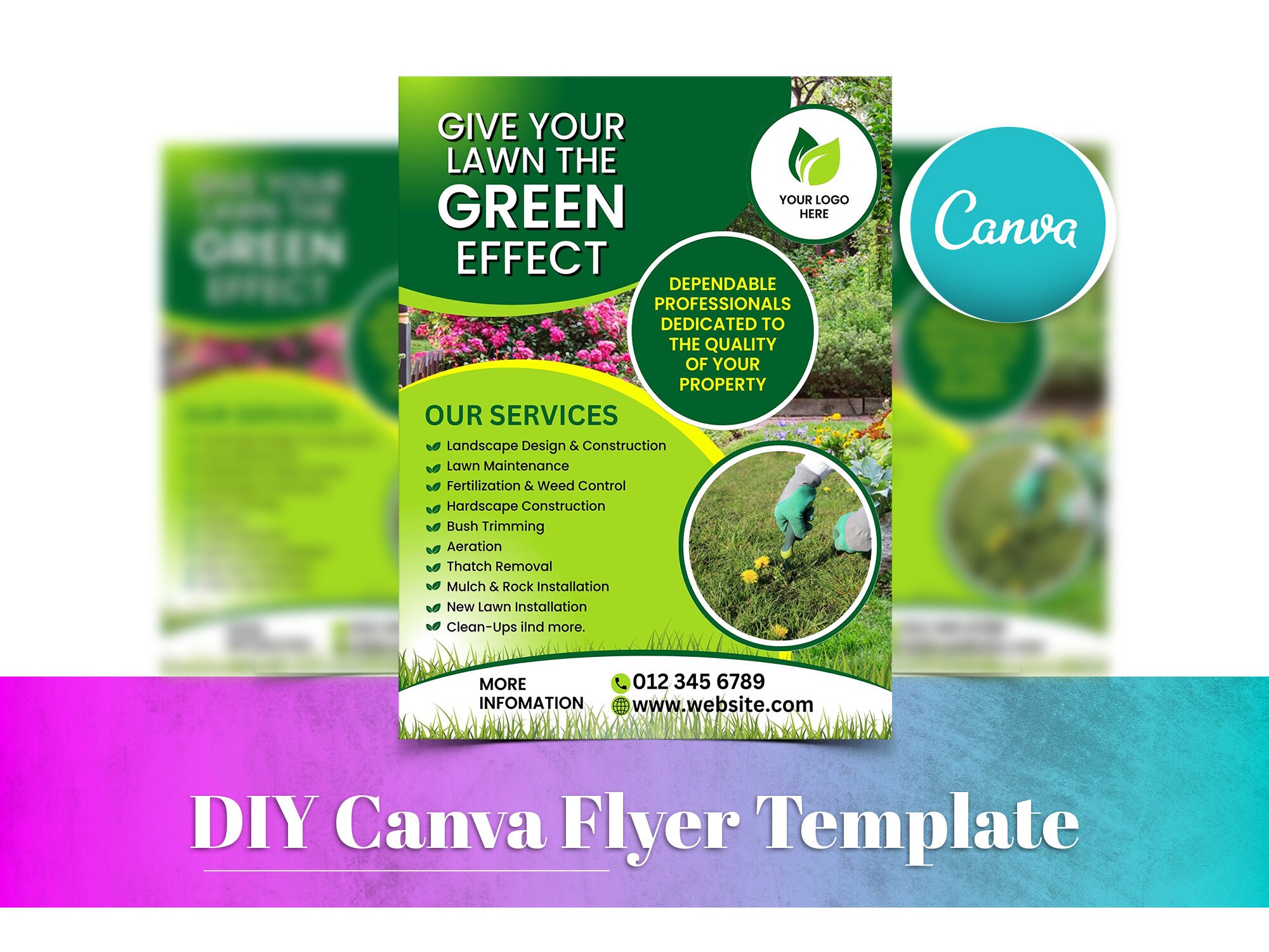 Lawn Care Service Flyer, Editable Flyer Design, DIY Canva Poster ...