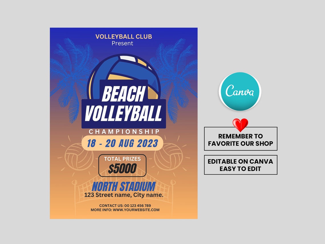 Volleyball Flyer, Volleyball Tournament Design, DIY Canva Volleyball ...