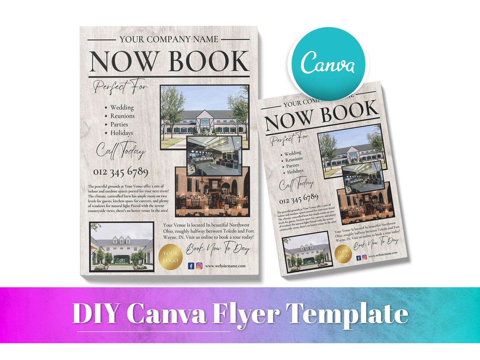 Banquet Flyer, Event Venue, Editable Flyer Design, DIY Canva Poster ...