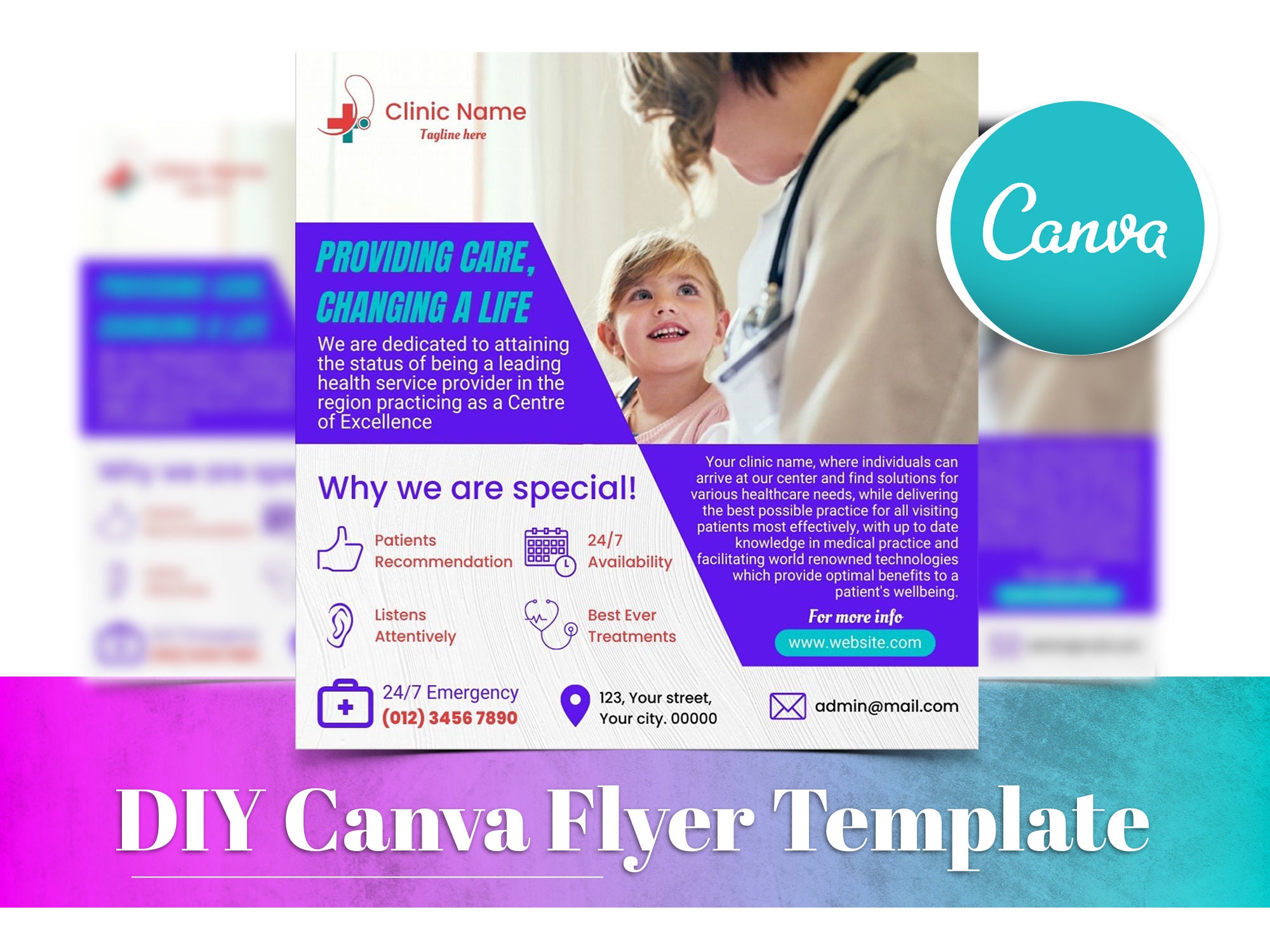 Doctor Flyer, Family Doctor Design, Hospital Flyer, DIY Canva Health ...