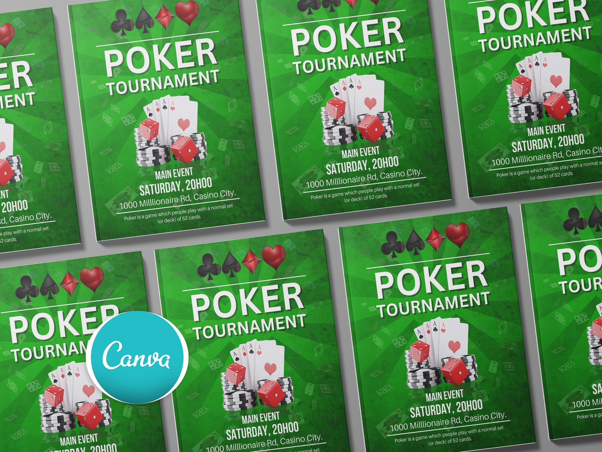 Poker Flyer Poker Tournament Design DIY Canva Poker Event - Etsy