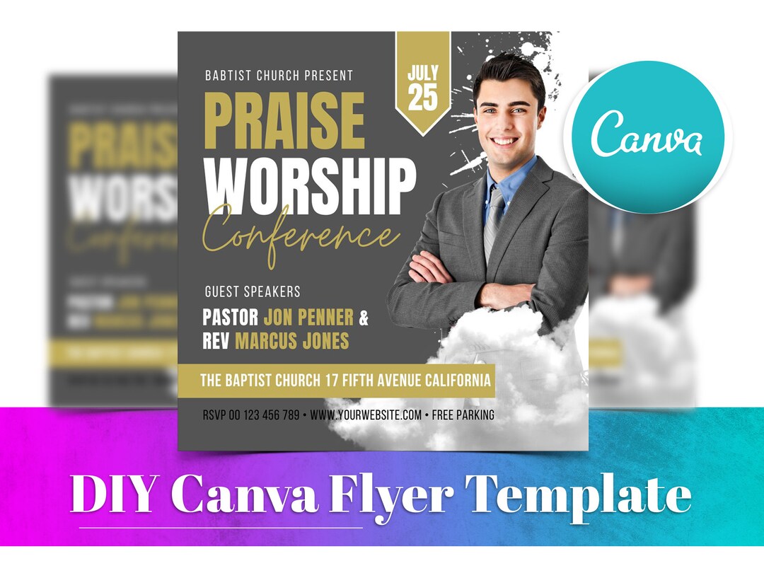 Church Flyer, Church Event Flyer, DIY Canva Church Program Flyer ...