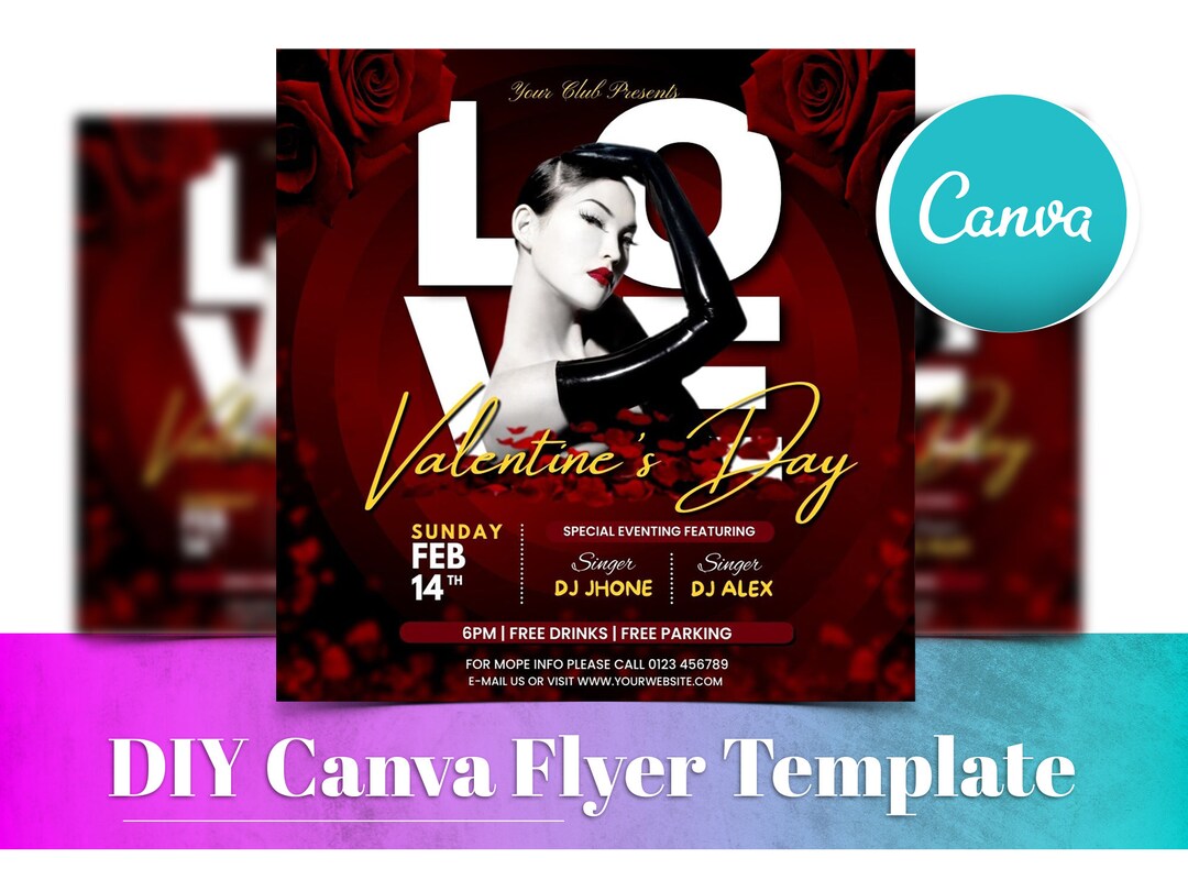 Valentine's Day Flyer, DIY Canva Valentine's Day Poster Template ...