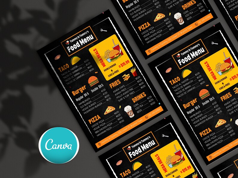 Restaurant Flyer, Food Menu Template, DIY Canva Price List Poster ...