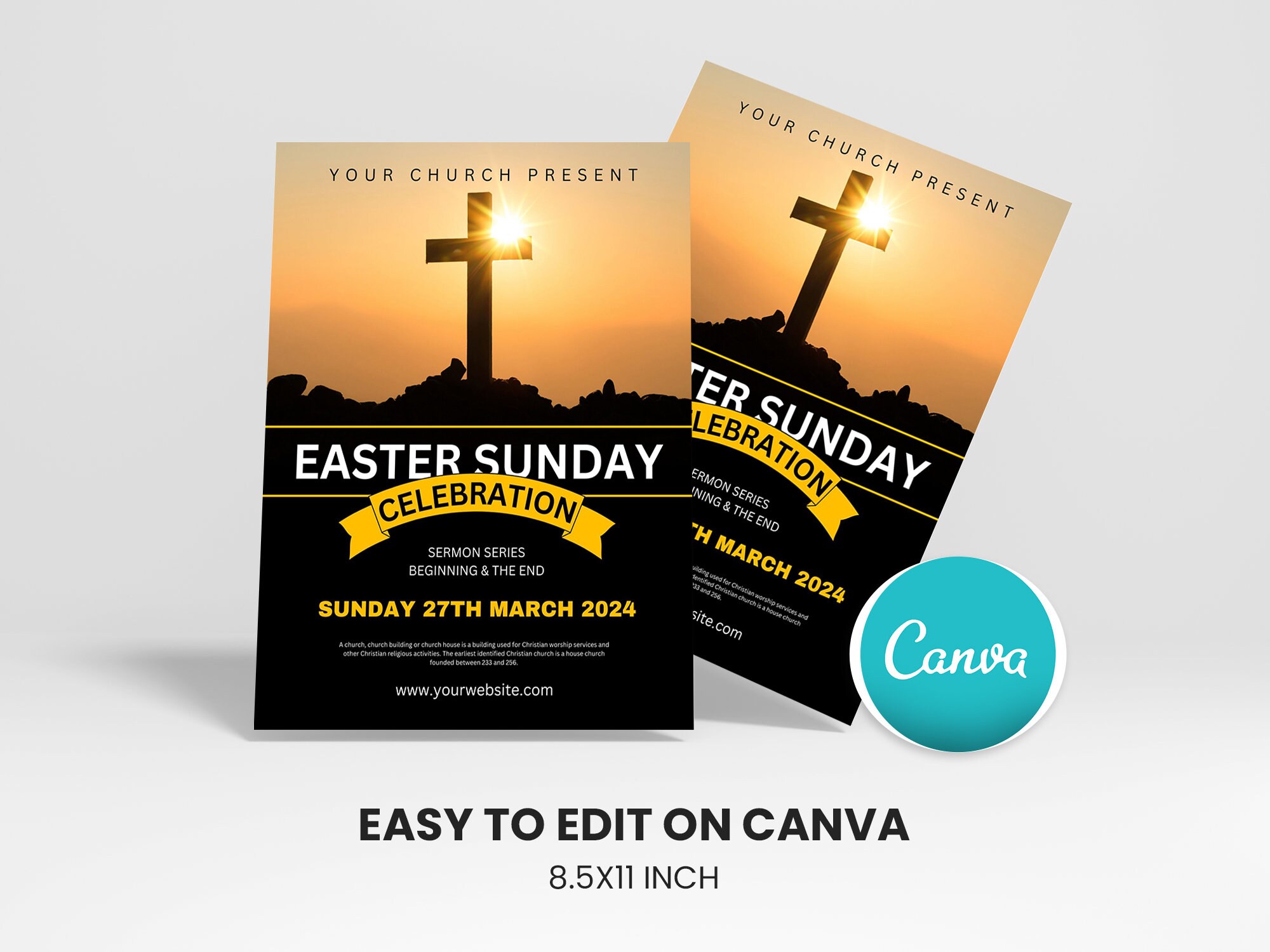 Church Flyer, Church Event Flyer, DIY Canva Church Program Flyer ...