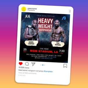 Boxing Flyer, Boxing Match Design, DIY Canva Boxing Schedule Template ...