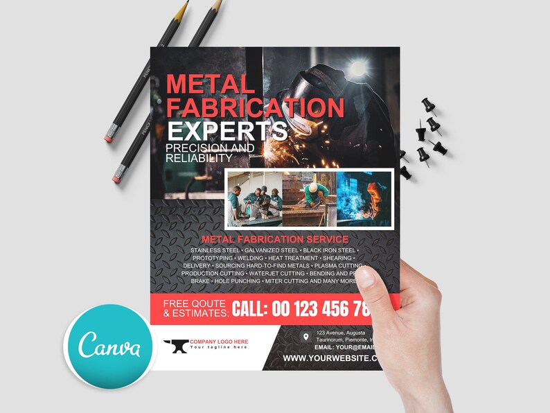 Iron Works Flyer, Printable Metal Works Service Design, DIY Canva Iron ...